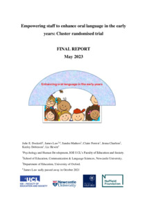 Empowering staff to enhance oral language in the early years: Cluster randomised trial - UCL ...